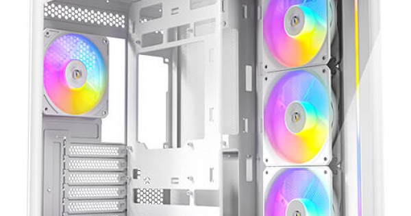 Antec C5 ARGB White, 7 x 120mm ARGB PWM Fans Included, Up to 10 Fans ...